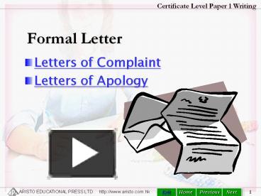 PPT – Formal Letter PowerPoint presentation | free to view - id: 19a05b ...