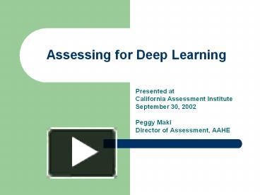 PPT – Assessing for Deep Learning PowerPoint presentation | free to view - id: 19cb9d-ZDc1Z