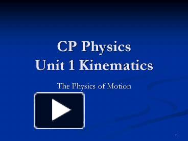 PPT – CP Physics Unit 1 Kinematics PowerPoint presentation | free to ...
