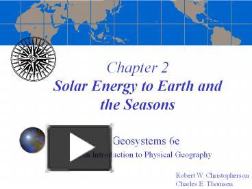 Chapter 2 Solar Energy to Earth and the Seasons presentation | free to ...