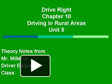 Drive Right Chapter 10 Driving in Rural Areas Unit 5 presentation | free to view