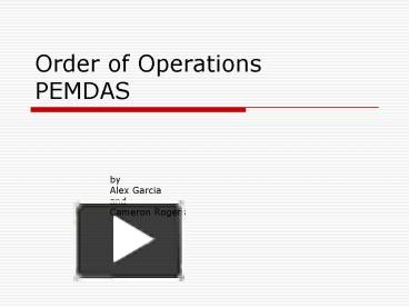 Order of Operations PEMDAS presentation | free to view