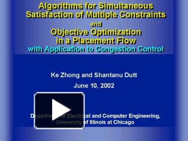 PPT – Algorithms for Simultaneous Satisfaction of Multiple Constraints and Objective ...