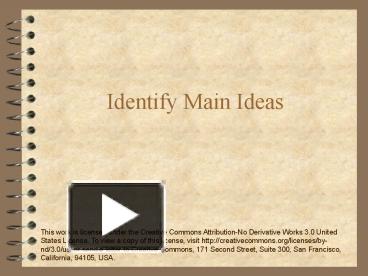 Identify Main Ideas presentation | free to view