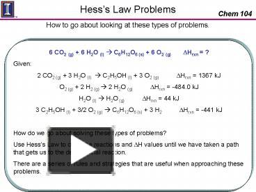 Hesss Law Problems presentation | free to view