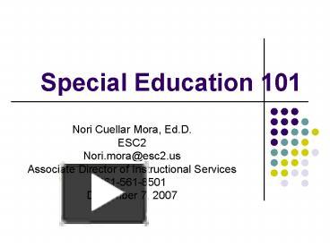 Special Education 101 presentation | free to view