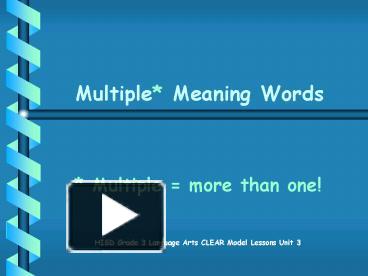 Multiple Meaning Words presentation | free to view