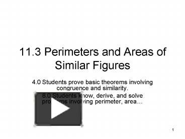 PPT – 11'3 Perimeters and Areas of Similar Figures PowerPoint ...