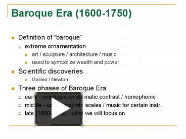 PPT – Baroque Era 16001750 PowerPoint presentation | free to view - id ...