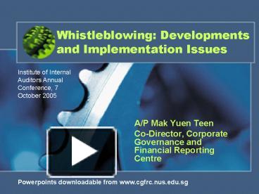 Whistleblowing: Developments and Implementation Issues presentation | free to view