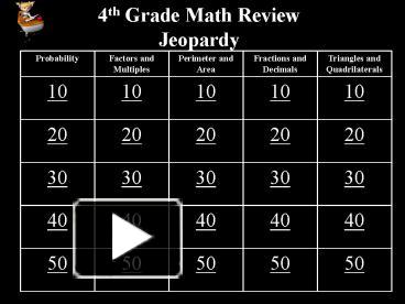 4th Grade Math Review Jeopardy presentation | free to view