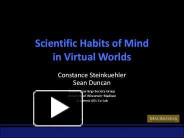 PPT – Scientific Habits of Mind in Virtual Worlds PowerPoint ...
