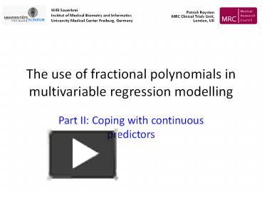The use of fractional polynomials in multivariable regression modelling presentation | free to view