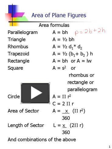 Area of Plane Figures presentation | free to view