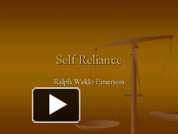 Self Reliance presentation | free to view