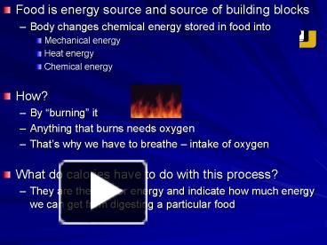 Food is energy source and source of building blocks presentation | free ...