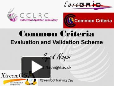 Common Criteria Evaluation and Validation Scheme presentation | free to view