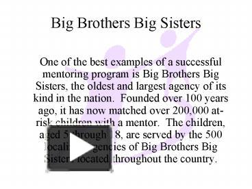 PPT – Big Brothers Big Sisters PowerPoint presentation | free to view ...