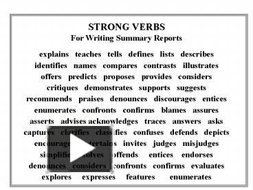 STRONG VERBS presentation | free to view