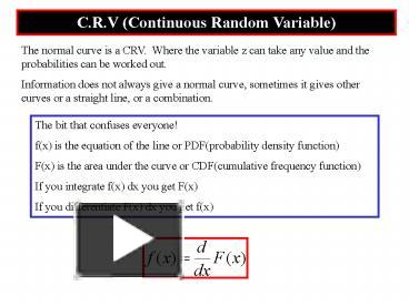 C'R'V Continuous Random Variable presentation | free to view