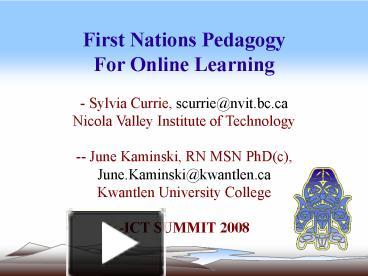 First Nations Pedagogy presentation | free to download