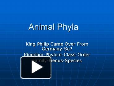 PPT – Animal Phyla PowerPoint presentation | free to view - id: 1bbdec ...