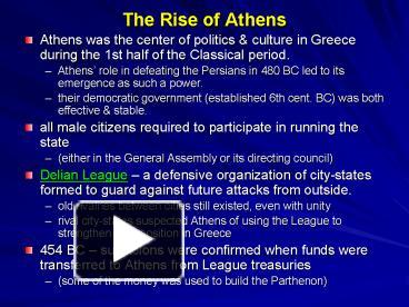 PPT – The Rise of Athens PowerPoint presentation | free to view - id: 1bcae5-ZDc1Z