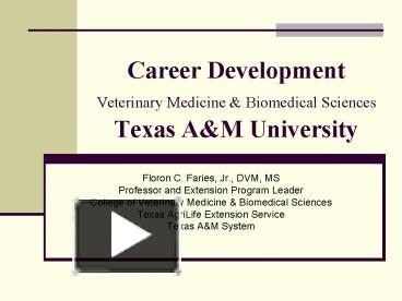 Career Development Veterinary Medicine presentation | free to view