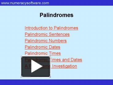 Palindromes presentation | free to view