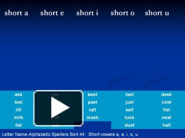 PPT – short a short e short i short o short u PowerPoint presentation ...