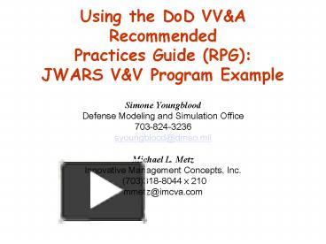 Using the DoD VV presentation | free to view