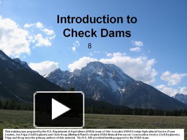 Introduction to Check Dams presentation | free to view