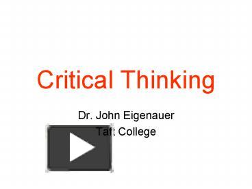 Critical Thinking presentation | free to view