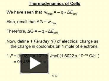 Thermodynamics of Cells presentation | free to view