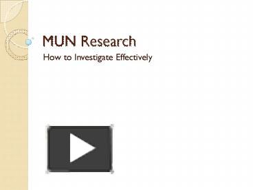 MUN Research presentation | free to view