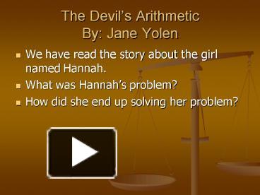 The Devils Arithmetic By: Jane Yolen presentation | free to view