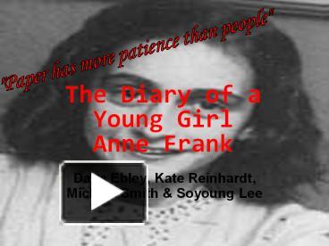 The Diary of a Young Girl Anne Frank presentation | free to download