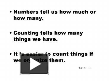 Numbers tell us how much or how many' presentation | free to view