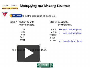 Multiplying and Dividing Decimals presentation | free to view