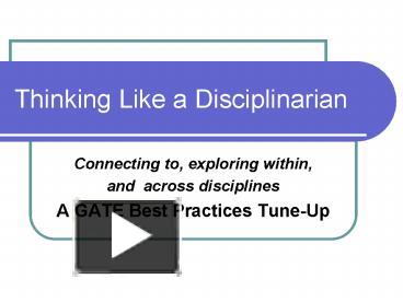 Thinking Like a Disciplinarian presentation | free to view