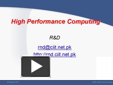 High Performance Computing presentation | free to view