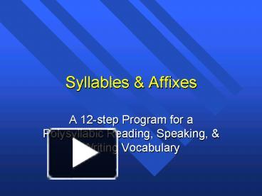Syllables presentation | free to view