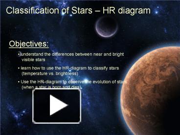 PPT – Classification of Stars HR diagram PowerPoint presentation | free ...