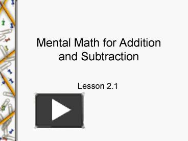 Mental Math for Addition and Subtraction presentation | free to view