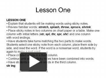 PPT – Lesson One PowerPoint presentation | free to view - id: 1cf3bc-ZDc1Z