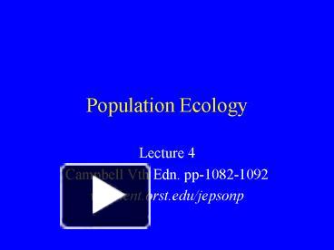 PPT – Population Ecology PowerPoint presentation | free to view - id ...