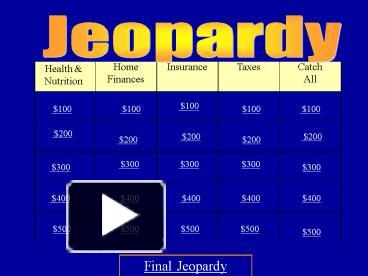 PPT – Jeopardy PowerPoint presentation | free to view - id: 1d1d7-NmQ0N