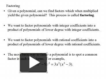 PPT – Factoring PowerPoint presentation | free to view - id: 1d1d79-ZDc1Z