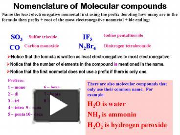PPT – Nomenclature of Molecular compounds PowerPoint presentation ...