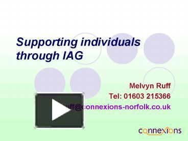 Supporting individuals through IAG presentation | free to view